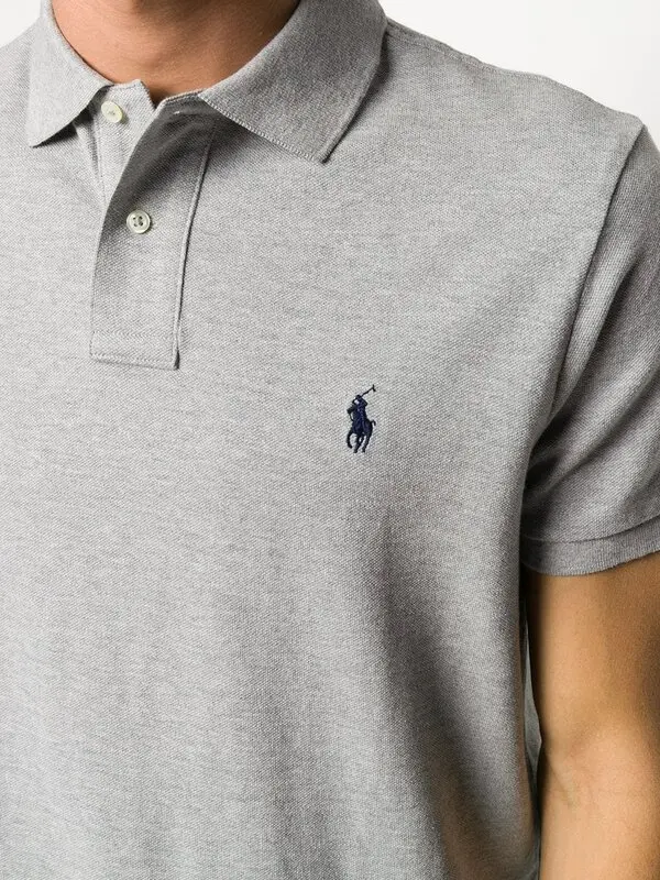 Polo Ralph Lauren Logo Embroidered Polo Shirt - Grey