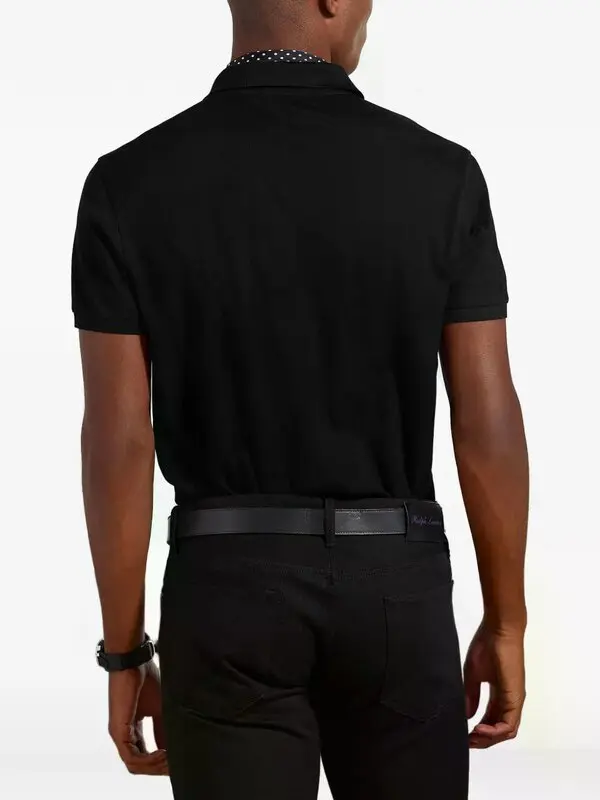 Ralph Lauren Purple Label Logo Embroidered Polo Shirt - Black