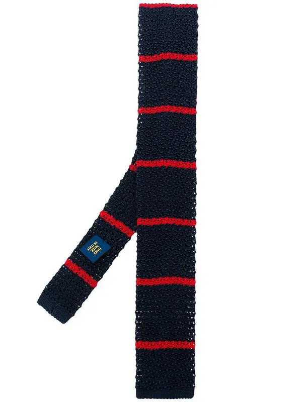 Polo Ralph Lauren Silk Knit Striped Neck Tie - Blue