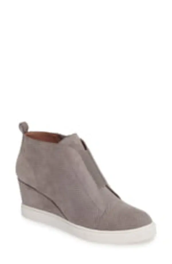 Linea Paolo Felicia' Wedge Sneaker In Rock Perf Suede 42% Off