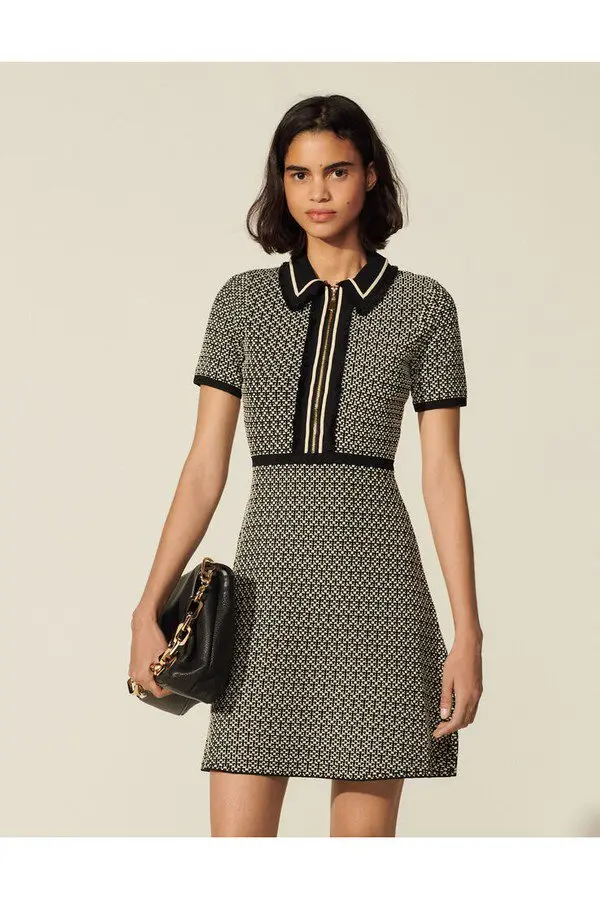 Sandro Knit Dress With Short Sleeves In Black - 30% Off | Editorialist