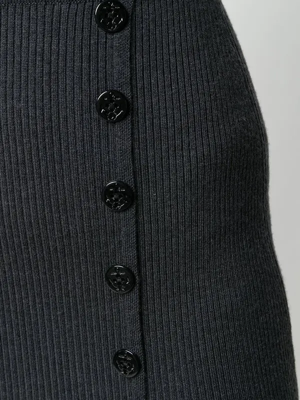 Sandro Buttoned Ribbed Knit Dress