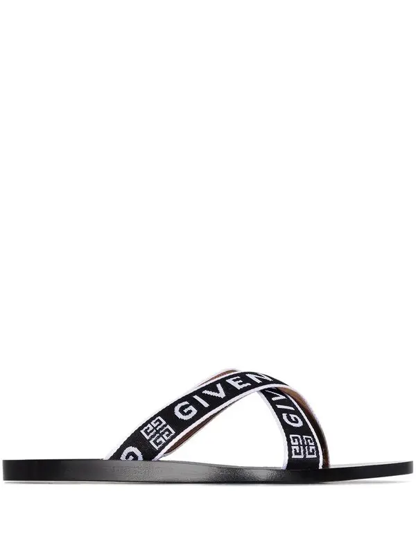 Givenchy Logo-strap Flat Sandals - Black