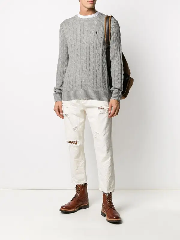 Polo Ralph Lauren Cable Knit Knitted Sweatshirt - Grey