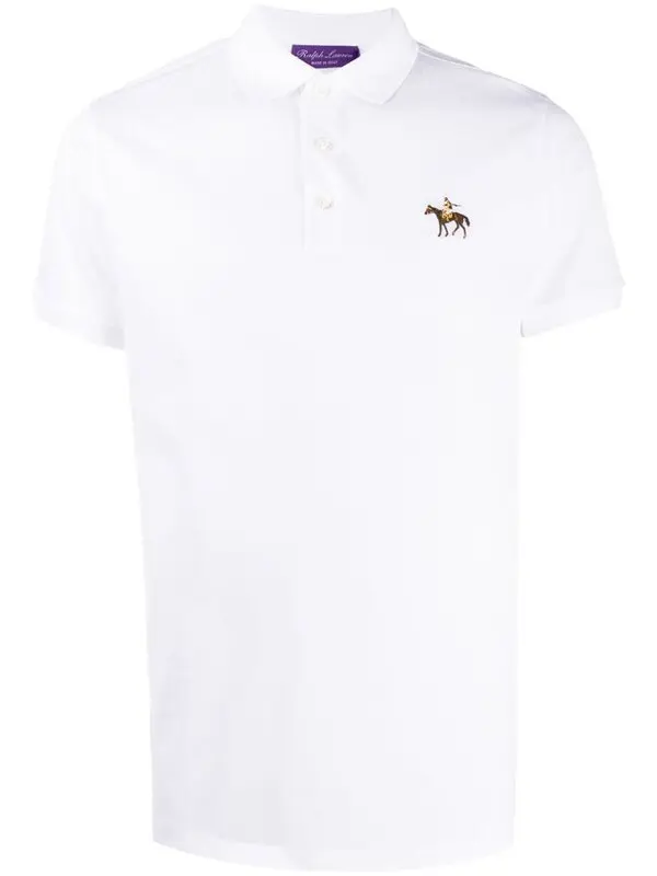 Ralph Lauren Purple Label Logo Embroidered Polo Shirt - White