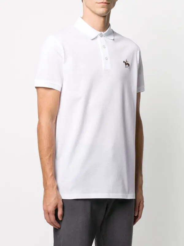 Ralph Lauren Purple Label Logo Embroidered Polo Shirt - White