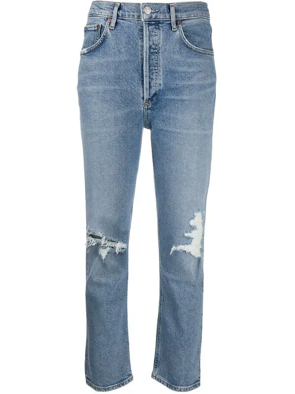 AGOLDE Ripped High-rise Cropped Jeans