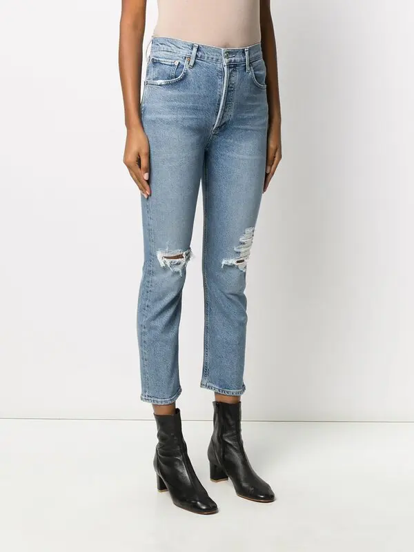 AGOLDE Ripped High-rise Cropped Jeans