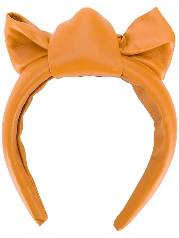 Red Valentino Leather Headband With Bow Detail - Brown