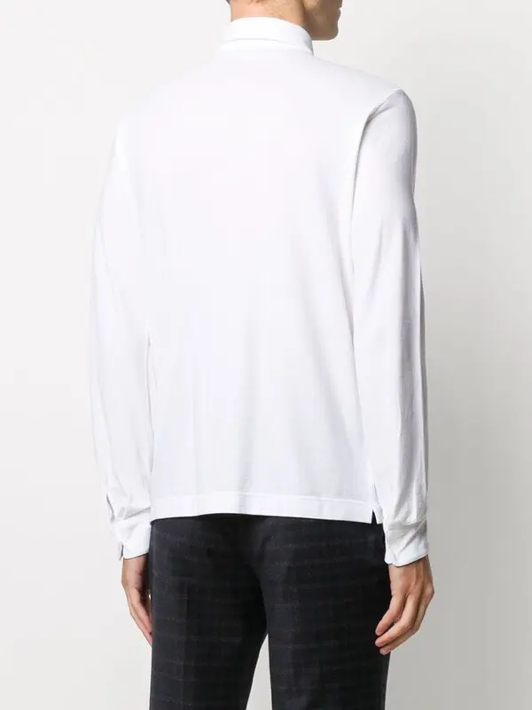ZANONE Point-collar Long Sleeved Polo Shirt - White