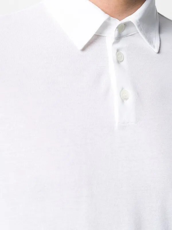 ZANONE Point-collar Long Sleeved Polo Shirt - White