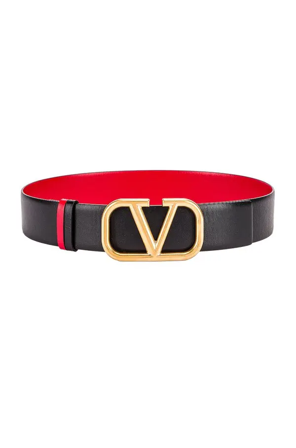 Valentino Garavani Logo Belt - Nero & Rouge Pur