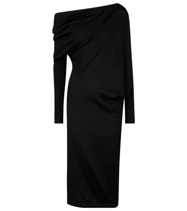 TOM FORD Cashmere And Silk Off-shoulder Midi Dress - Black