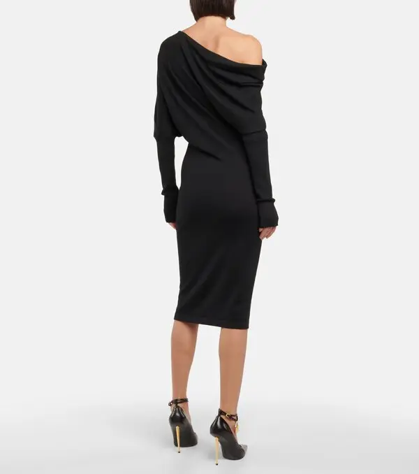 TOM FORD Cashmere And Silk Off-shoulder Midi Dress - Black