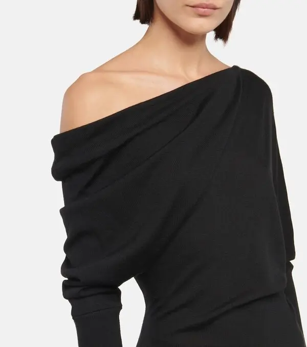 TOM FORD Cashmere And Silk Off-shoulder Midi Dress - Black