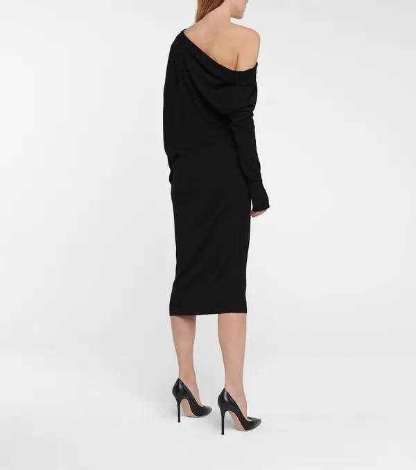 TOM FORD Cashmere And Silk Off-shoulder Midi Dress - Black