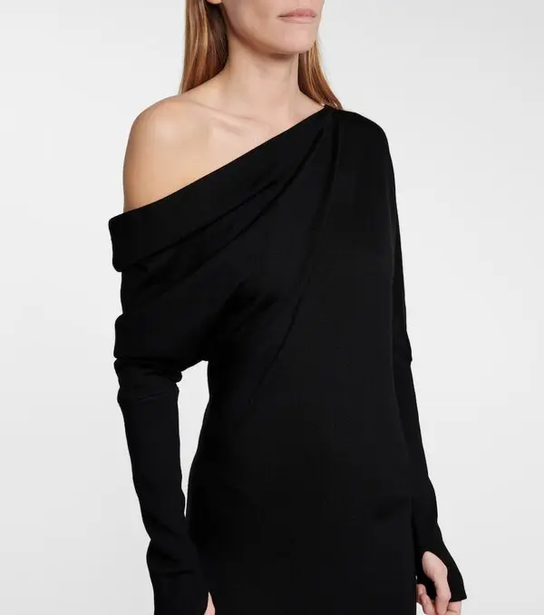 TOM FORD Cashmere And Silk Off-shoulder Midi Dress - Black