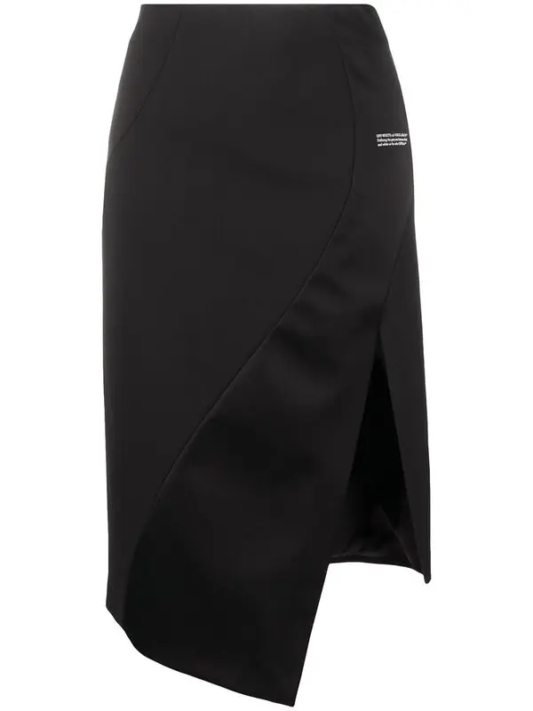 Off-White Asymmetric Hem Logo-print Skirt - Black