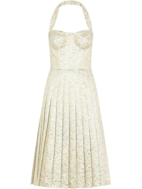 Dolce & Gabbana Jacquard Pleated Bustier Dress