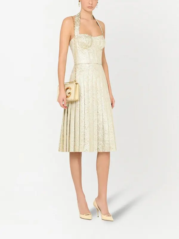 Dolce & Gabbana Jacquard Pleated Bustier Dress