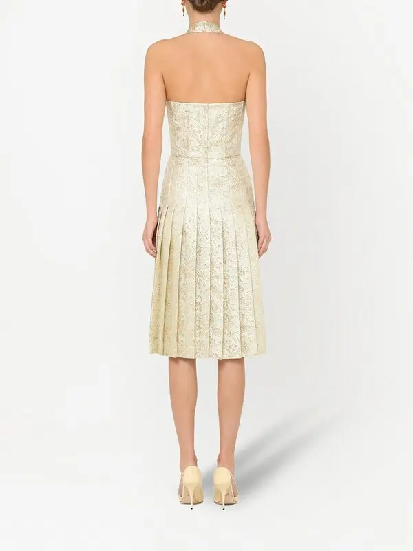 Dolce & Gabbana Jacquard Pleated Bustier Dress