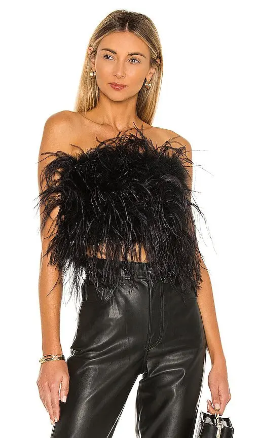 LAMARQUE Zaina Feather Top - Black