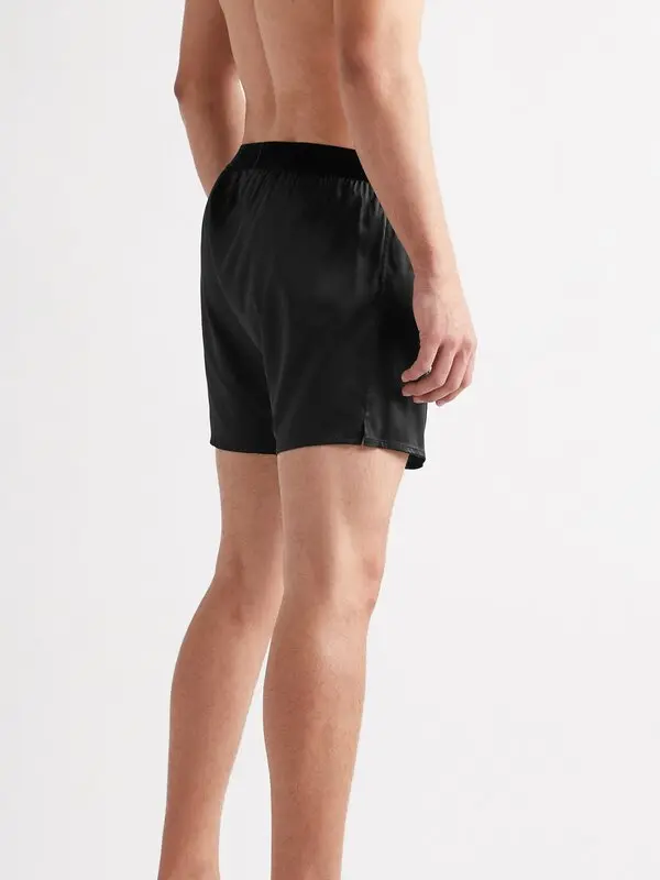 TOM FORD Velvet-trimmed Stretch-silk Satin Boxer Shorts