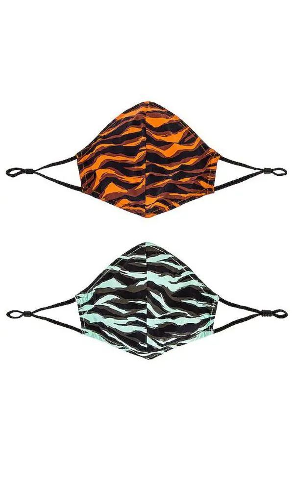 Simkhai Printed Cotton Pack Of 2 Masks In Blue,orange