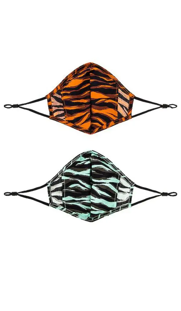 Simkhai Printed Cotton Pack Of 2 Masks In Blue,orange