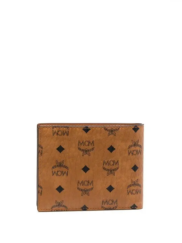 Mcm Logo Bi-fold Wallet - Neutrals