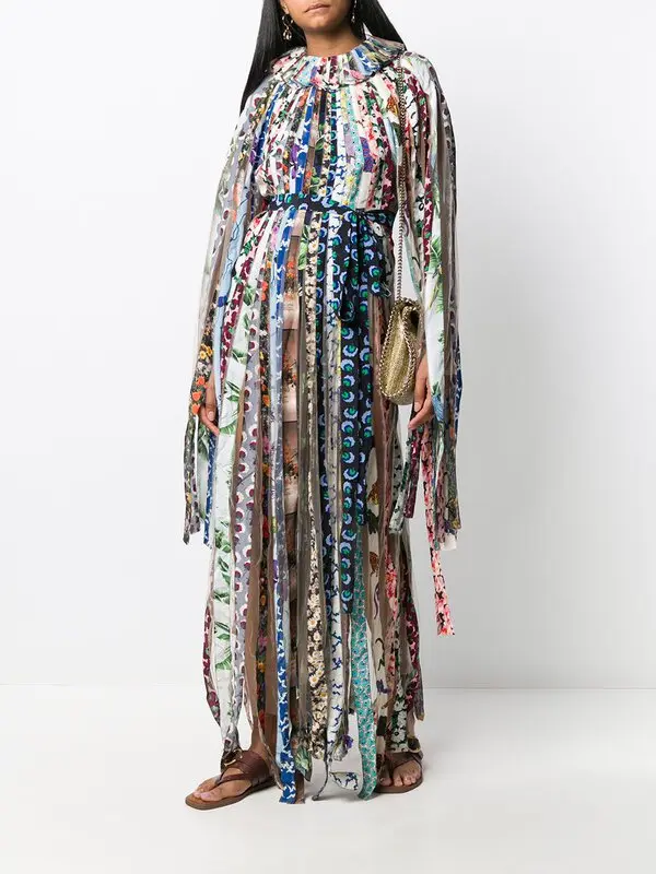 Stella McCartney Pleated Multi-print Draped Dress