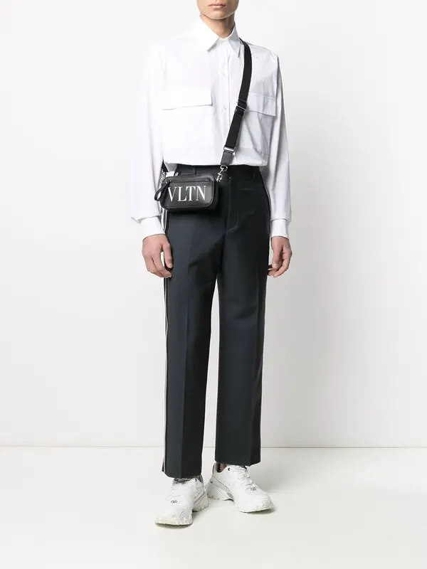 Valentino Garavani Side-stripe Wide-leg Tailored Trousers - Grey