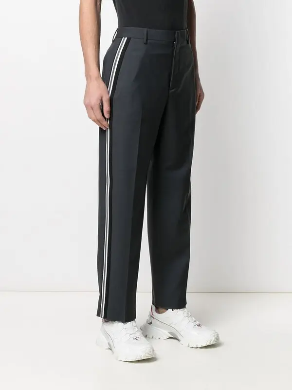 Valentino Garavani Side-stripe Wide-leg Tailored Trousers - Grey