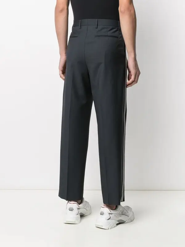 Valentino Garavani Side-stripe Wide-leg Tailored Trousers - Grey