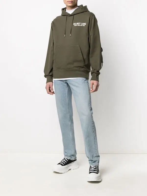 Helmut Lang Logo Print Hooded Sweatshirt