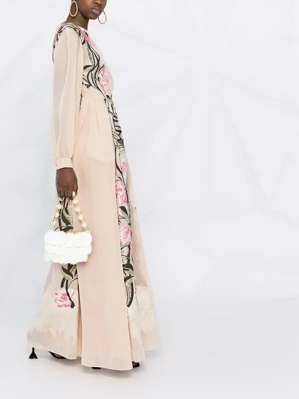 Alberta Ferretti Embroidered Long-sleeved Maxi Dress