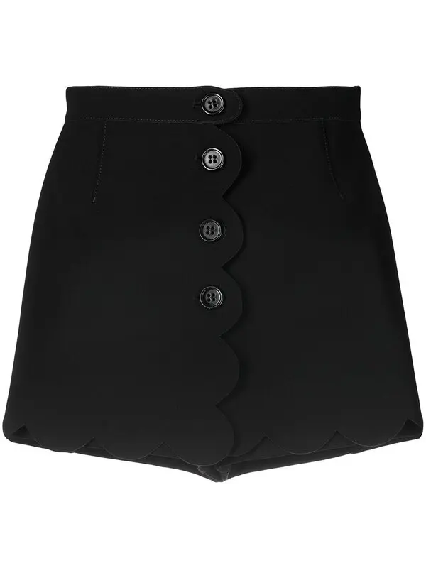 Red Valentino Scallop Trim Button Front Shorts