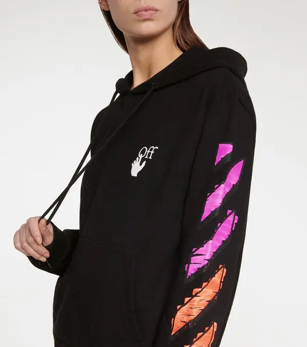 Off-White Marker Arrows Cotton Jersey Hoodie In Black - 40% Off