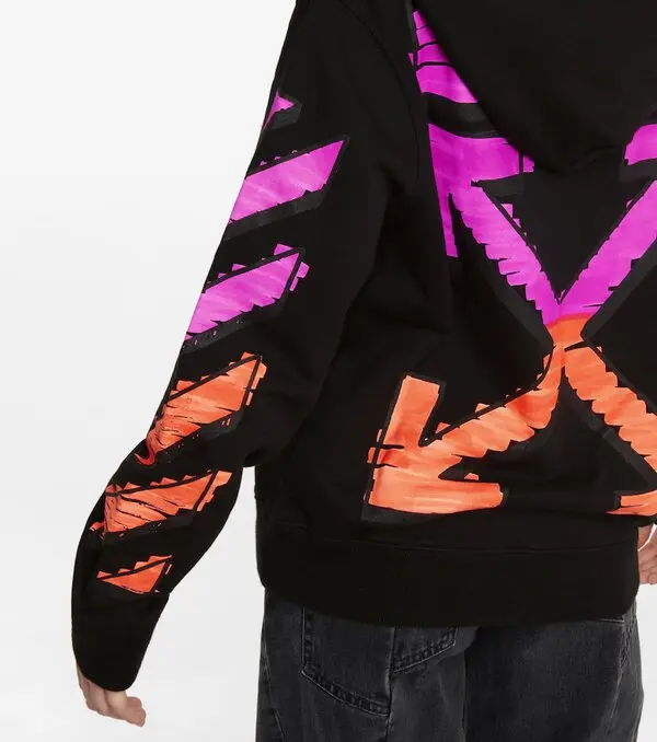 Off-White Marker Arrows Cotton Jersey Hoodie In Black - 40% Off