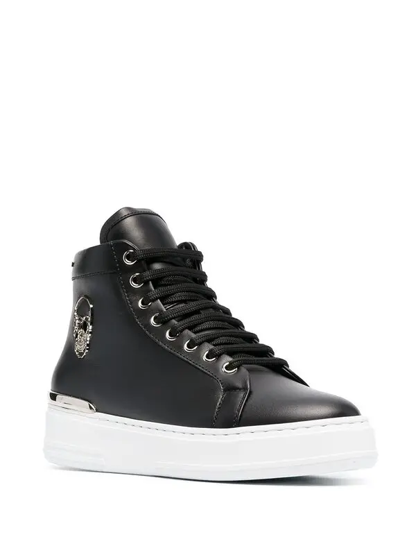 Philipp Plein Skull High-top Leather Sneakers