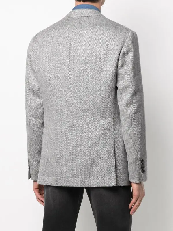 Brunello Cucinelli Single Breasted Herringbone Blazer
