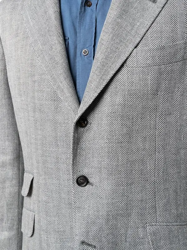 Brunello Cucinelli Single Breasted Herringbone Blazer
