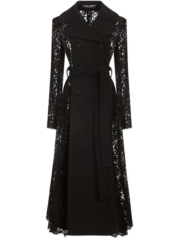 Dolce & Gabbana Lace-detail Double-breasted Coat