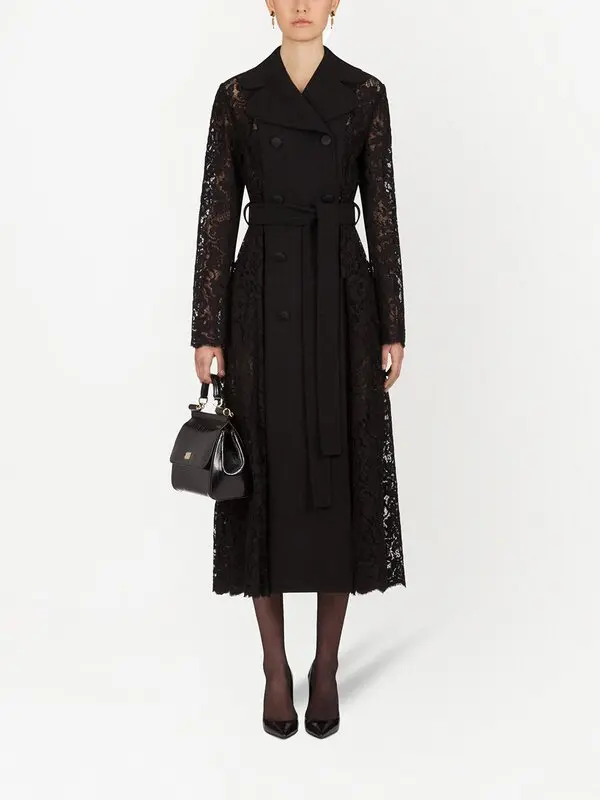 Dolce & Gabbana Lace-detail Double-breasted Coat