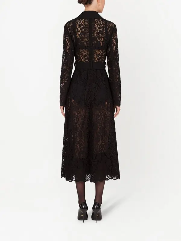 Dolce & Gabbana Lace-detail Double-breasted Coat