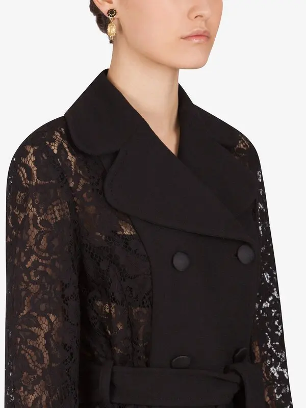 Dolce & Gabbana Lace-detail Double-breasted Coat