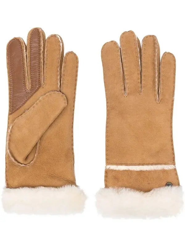 UGG Shearling Lined Gloves - Brown
