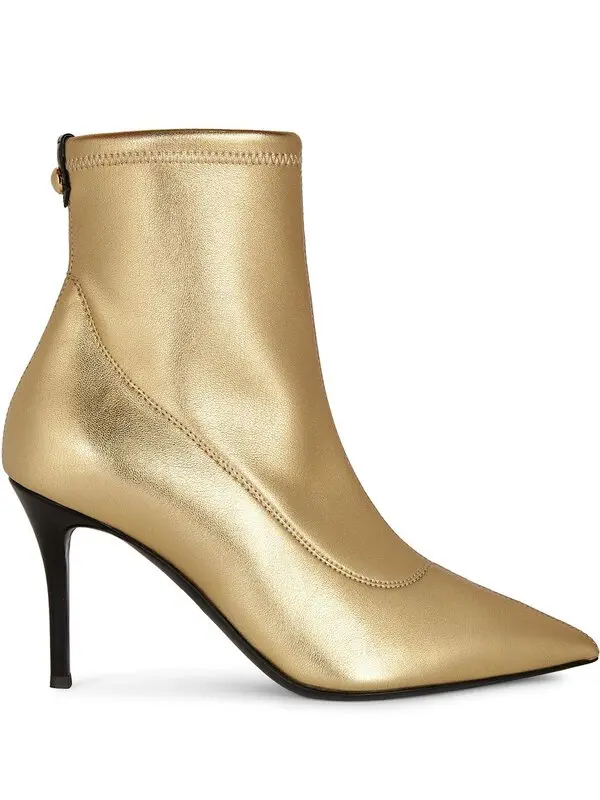 GIUSEPPE ZANOTTI Metallic Pointed Leather Ankle Boots