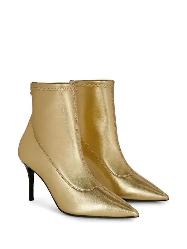 GIUSEPPE ZANOTTI Metallic Pointed Leather Ankle Boots
