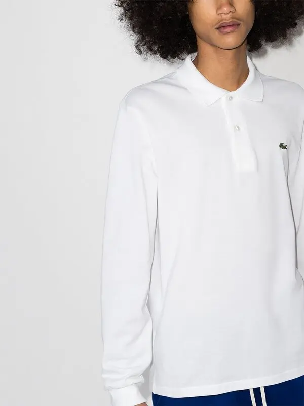 Lacoste Logo-patch Long-sleeve Polo Shirt - White